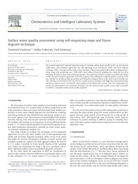 Pdf Surface Water Quality Assessment Using Self Organizing Maps And Hasse Diagram Technique