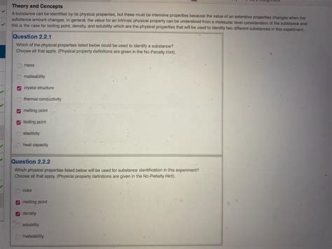 which of the physical properties listed below could