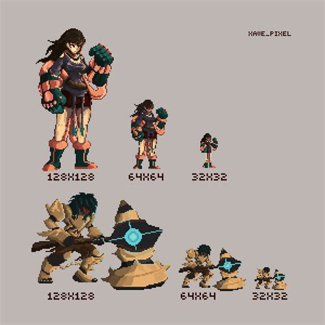Pixel Character Design Different Sizes R Pixelart