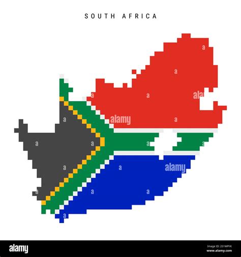 South Africa Pixel Flag Map Icon Flat Vector Illustration Isolated On