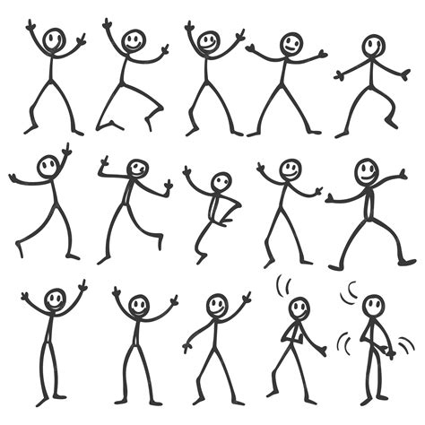 Premium Vector Stick Figure With Lots Of Poses With Engraving Style