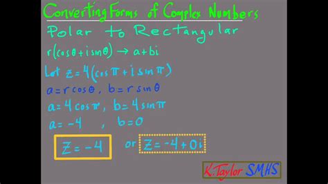 complex numbers polar to rectangular form youtube