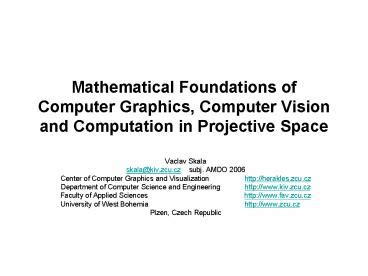 PPT Mathematical Foundations Of Computer Graphics Computer Vision And Computation In