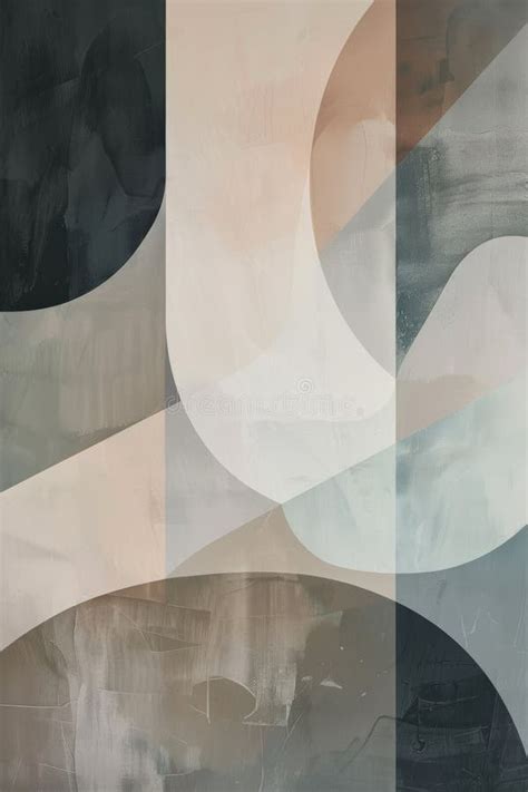 Abstract Art With Textures Overlapping Colors And Shapes In Gray Beige And Brown Tones