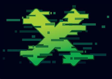 Glitchy Neon Green X Symbol Representing Digital Error Hacking