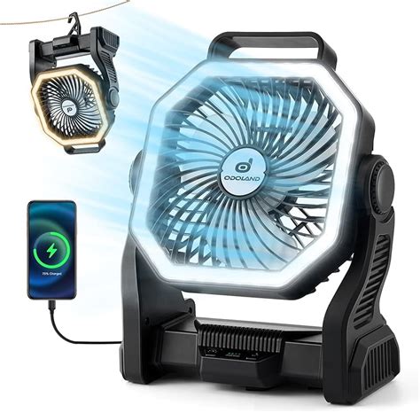 Rechargeable Camping Fan With Led Lantern 20000mah Battery Operated