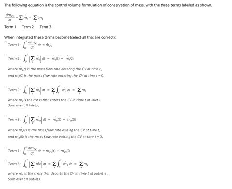 solved the following equation is the control volume