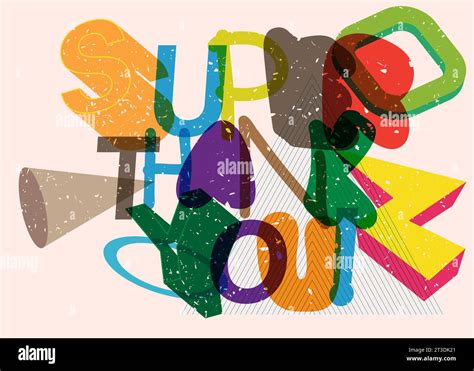 Risograph Super Thank You Phrase With Geometric Shapes Word In Trendy