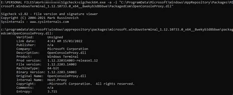 Sigcheck Unable To Verify Catalog Signed Status On OpenConsoleProxy Dll Issue 13294