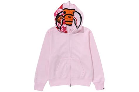 Bape Womens Milo Shark Full Zip Double Hoodie Pink Ss25 Us