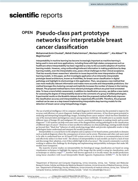 Pdf Pseudo Class Part Prototype Networks For Interpretable Breast Cancer Classification