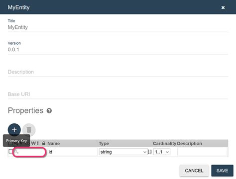 Quickstartによるエンティティの作成