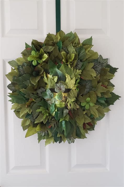 Green Man Wreath Moss Wreath With Hobbit Door Green Dragon Wreath