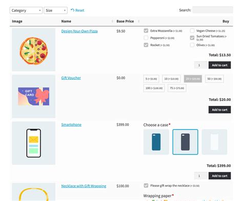 Woocommerce Product Table Variations Documentation
