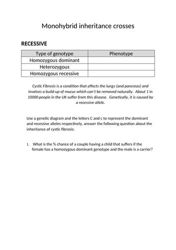 patterns of inheritance edexcel int a level biology teaching resources
