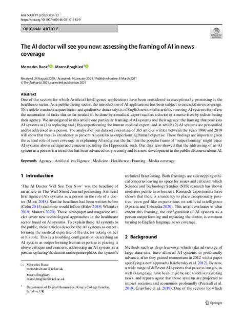Pdf The Ai Doctor Will See You Now Assessing The Framing Of Ai In News Coverage