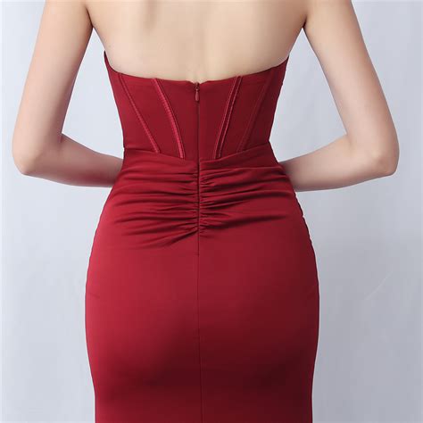 Pinched Waist Wrinkle Evening Dress Trailing Dress Be90011