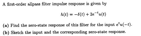 solved a first order allpass filter impulse response is