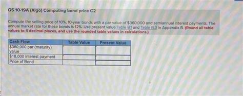 Solved QS A Algo Computing Bond Price C Compute The Chegg Com