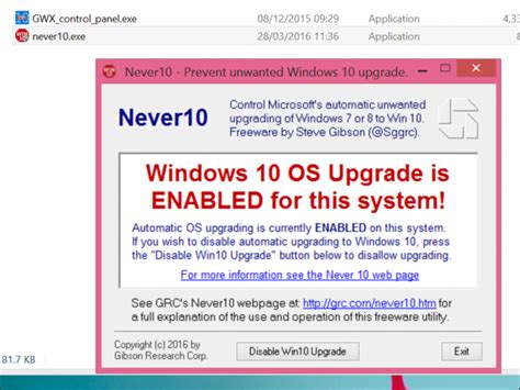 Stop The Windows 10 Upgrade With Never 10 Or The GWX App Itself