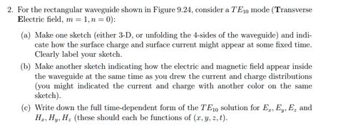 Solved For The Rectangular Waveguide Shown In Figure 924 Consider A
