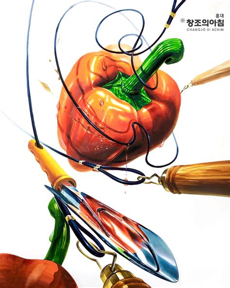 홍대창조의아침미술학원 기초디자인 개체묘사 모종삽 파프리카 줄넘기 기초디자인시범 Facebook