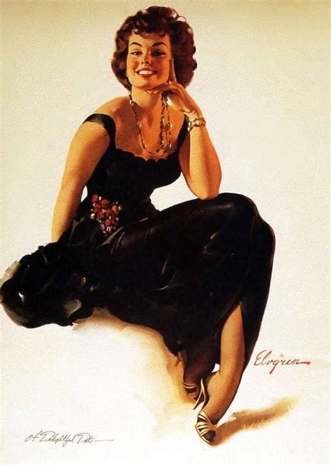 Artist Gil Elvgren A Delightful Date 1961 Woman In Black Dress