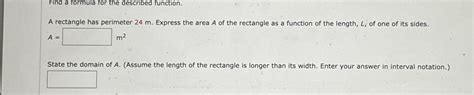Solved Find A Formula For The Described Function A Rectangle