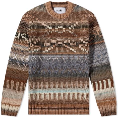 Nn07 Chuck Patterned Crew Knit Ecru Multi End Gb