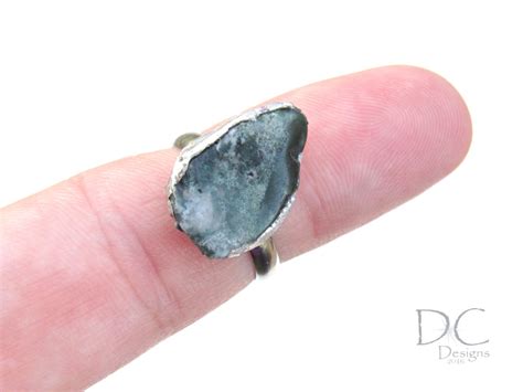 Green Agate Ring Moss Agate Ring Gemstone Ring By DameCreation