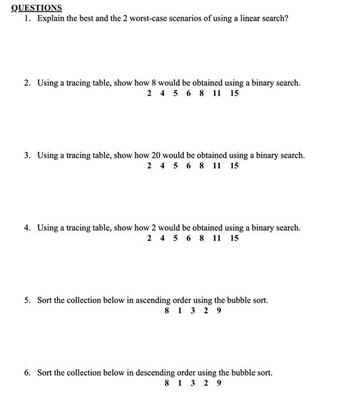 Solved Questions 1 Explain The Best And The 2 Worst Case