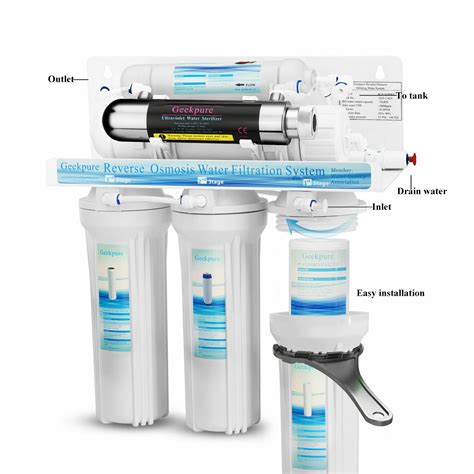 Geekpure 6 Stage Reverse Osmosis Ro Water Filter System With U V Filter 75 Gpd Ebay