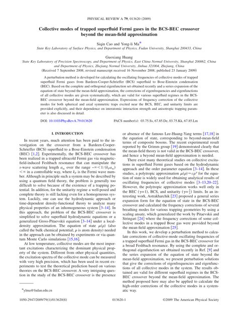 Pdf Collective Modes Of Trapped Superfluid Fermi Gases In The Bcs Bec Crossover Beyond The