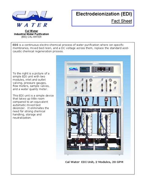 Electrodeionization Edi Fact Sheet Pdf Purified Water Membrane