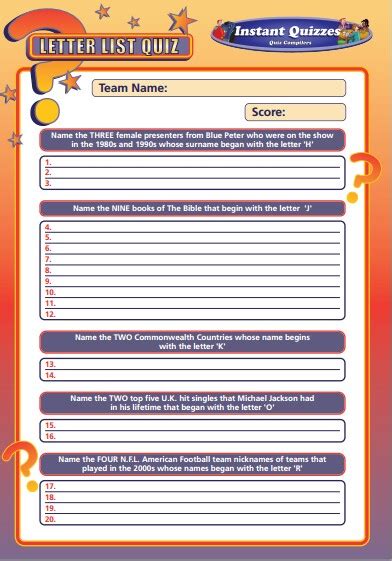 Handout Quiz 223 Letter Quiz A Table Quiz Round To Download And