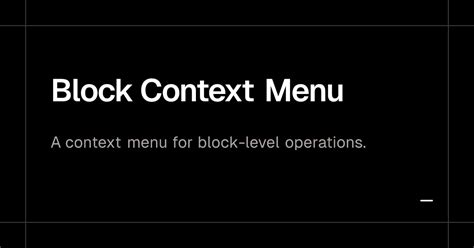 Block Context Menu Plate