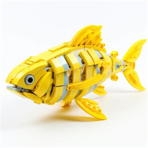 Realistic Lego Pisces Detailed Rendering Of Yellow Lego Fish Premium