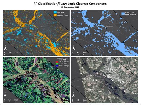 a comparison of the rf classifier output and resulting flood estimate