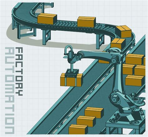Premium Vector Automated Conveyor Line Illustration