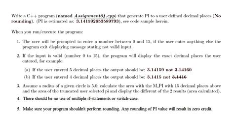 Solved Write A C Program Named Assignment01cpp That