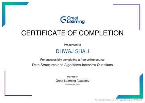 Dhwaj Shah On Linkedin Successfully Completed The Course Of Data