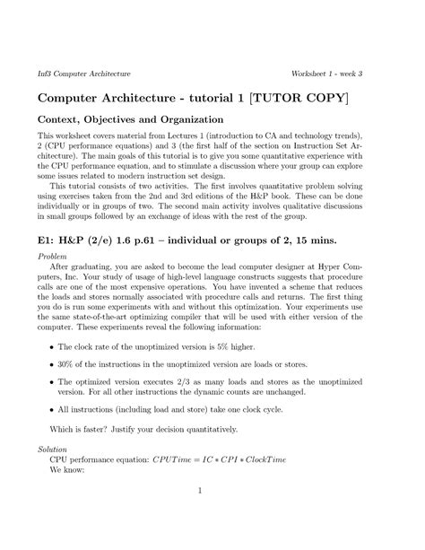 Solution 1 Great Computer Architecture Tutorial 1 Tutor Copy