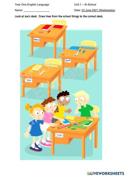 At School Classroom Objects Activity Live Worksheets