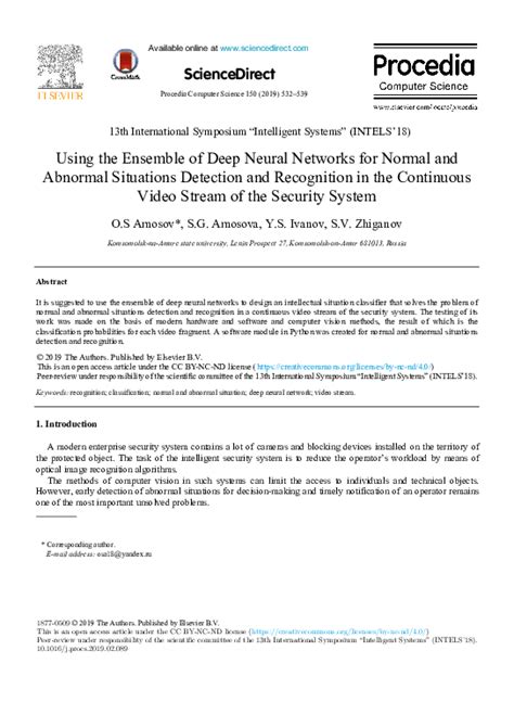 Pdf Using The Ensemble Of Deep Neural Networks For Normal And Abnormal Situations Detection
