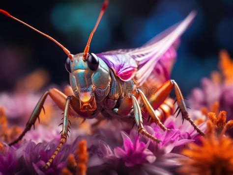 A Close Up Of A Grasshopper On A Flower Generative Ai Image Stock Illustration Illustration