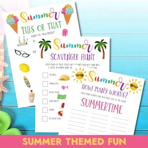 Summer Party Games Bundle 12 Printable Games And Activities Pool