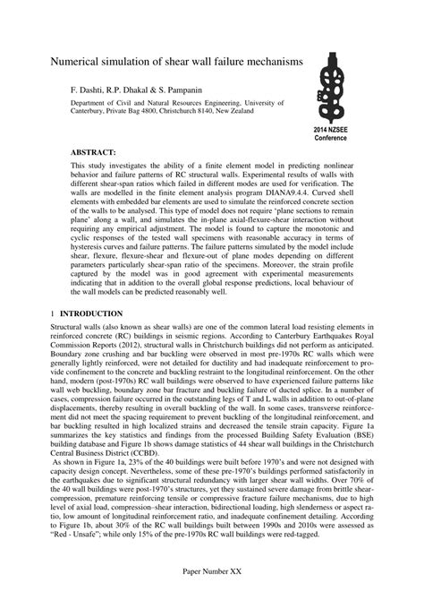 (PDF) Numerical simulation of shear wall failure mechanisms