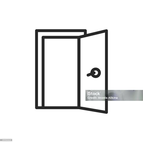 Ilustración De Icono De Línea De Color De Puerta Entre Salas Abierta De
