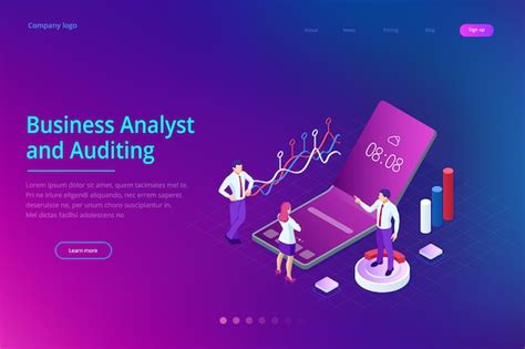 Premium Vector Landing Page With Isometric Business And Finance Analysts Analyzing Key
