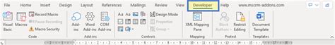 The Developer Tab In Microsoft Word